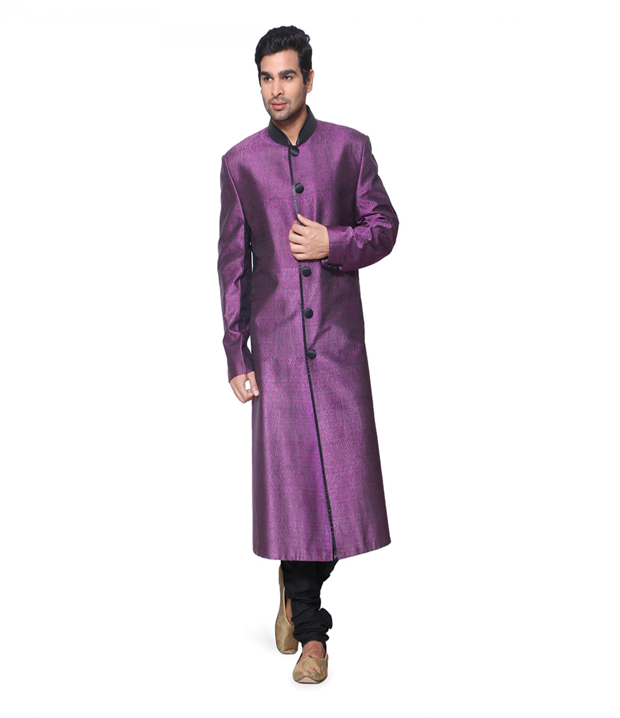 Buy Weaved Sherwani With Contrast Buttons Designer . Shipping Worldwide.